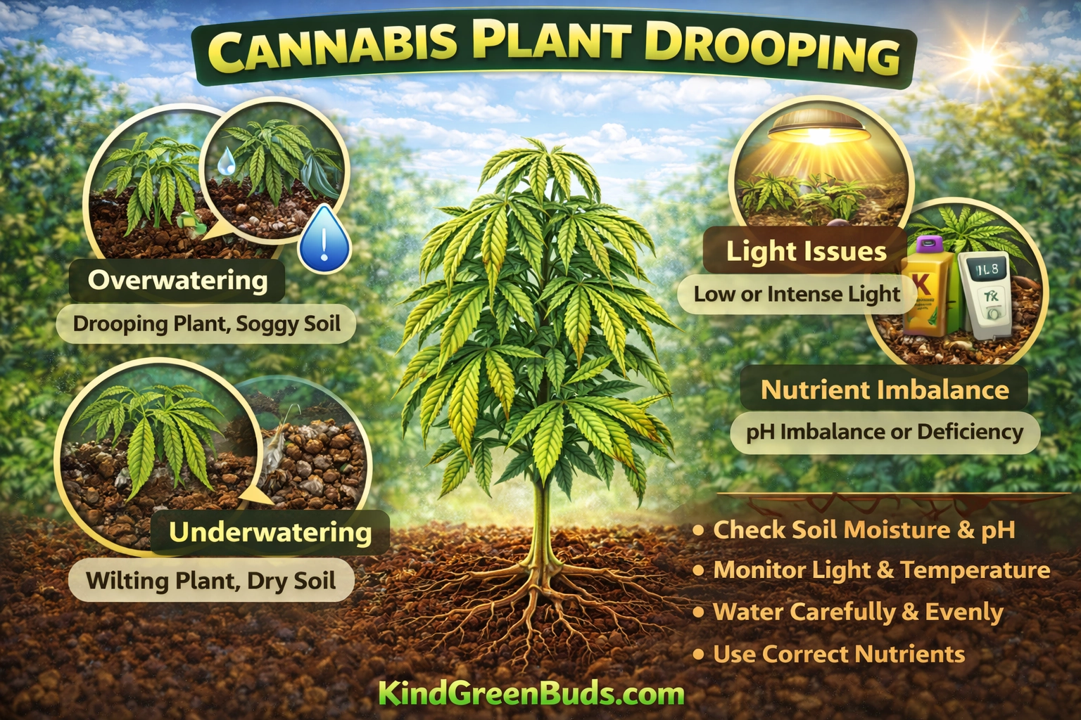 Cannabis Plant Drooping: Causes and How to Fix It - Kind Green Buds