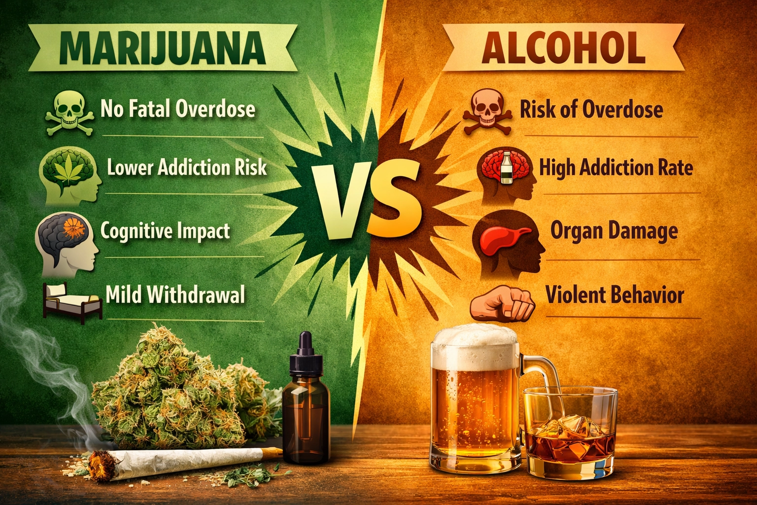 Marijuana vs Alcohol - Kind Green Buds