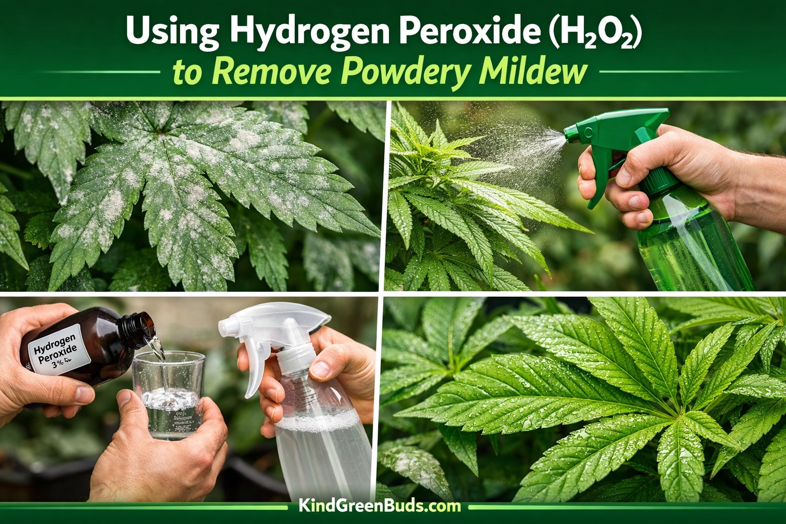 Using Hydrogen Peroxide (H₂O₂) to Remove Powdery Mildew - Kind Green Buds